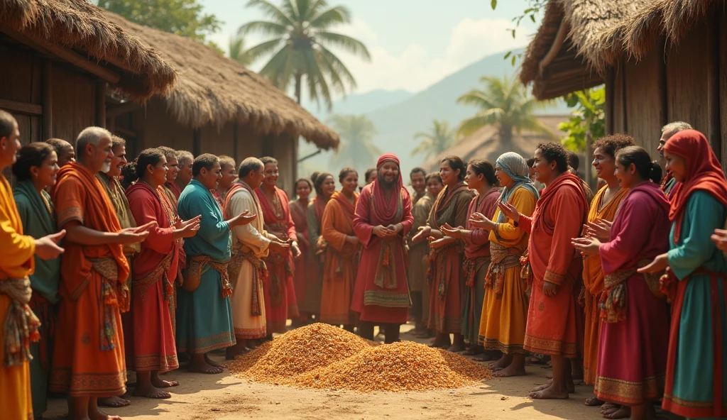 Celebration in the Village: A vibrant scene of villagers celebrating ...