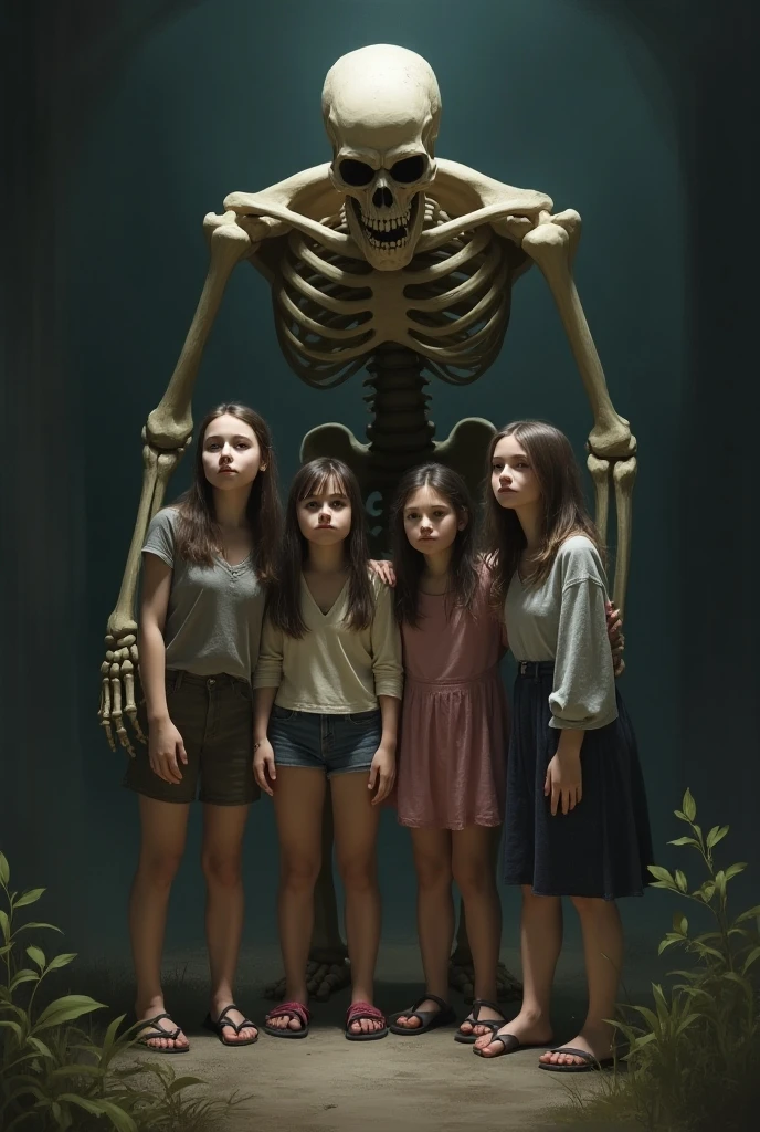 Skeleton horrible with five girls best friends.And one of girl is tall ...