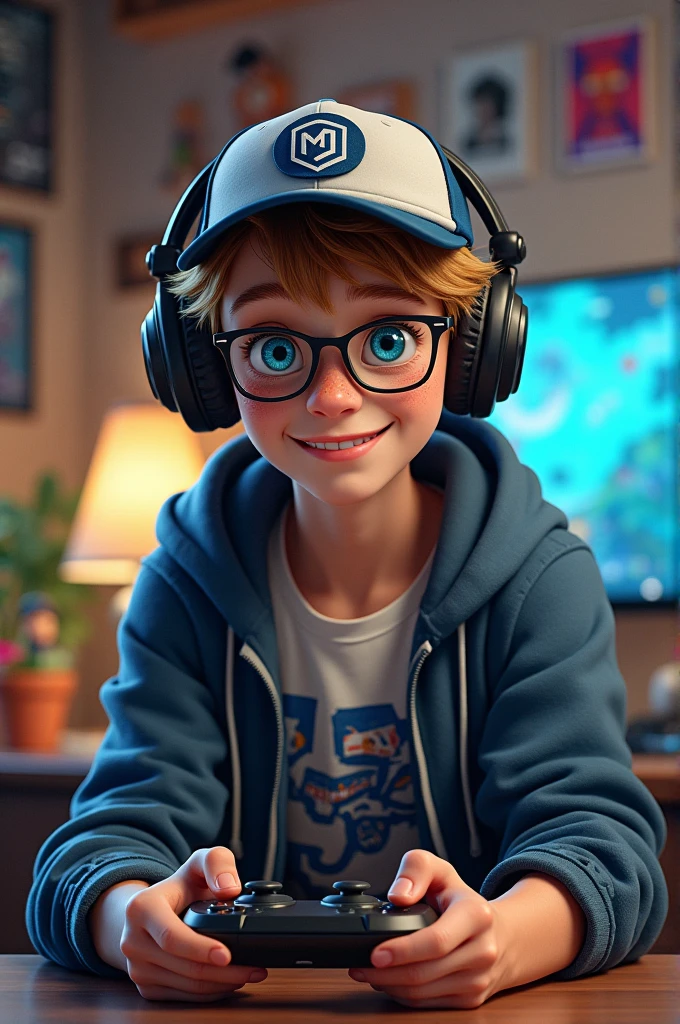 Gamer boy Physical features : light brown hair, bright blue eyes ...