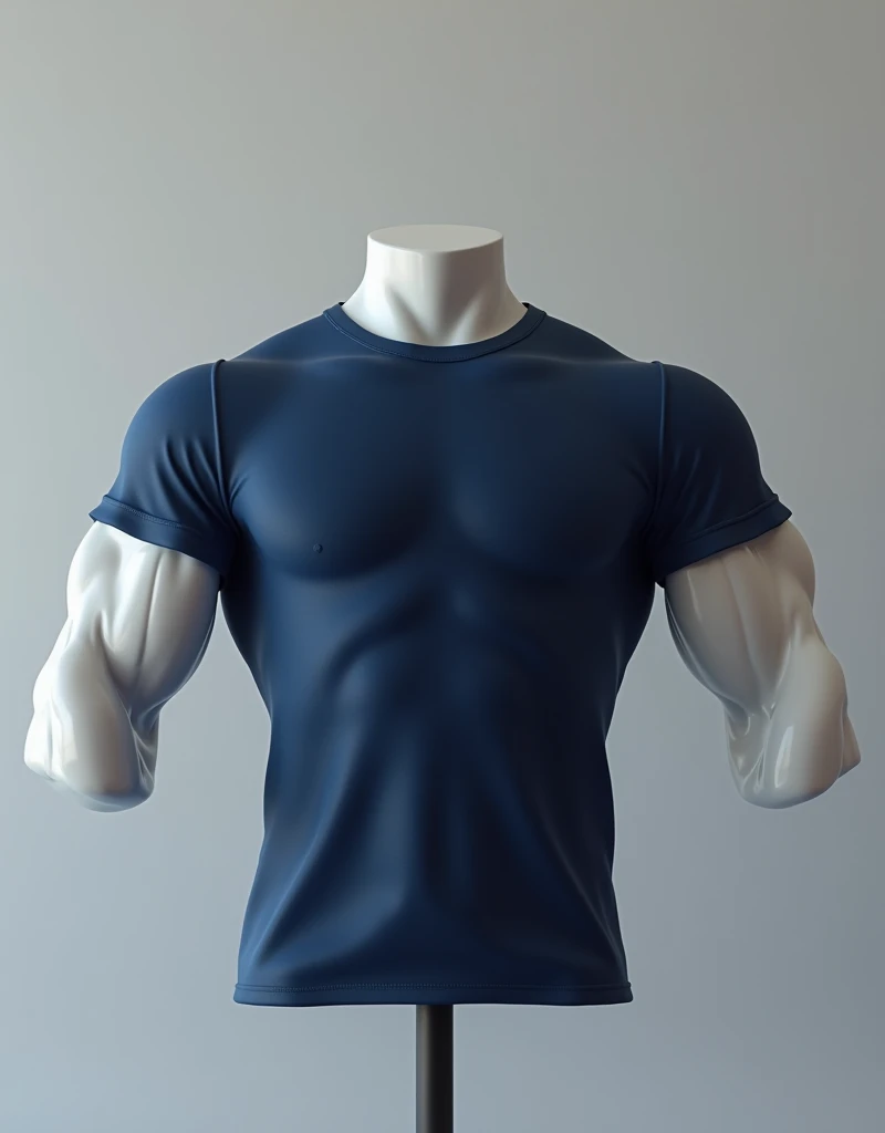 T-shirt navy male fitness full mannequin bodybuilding no face - SeaArt AI