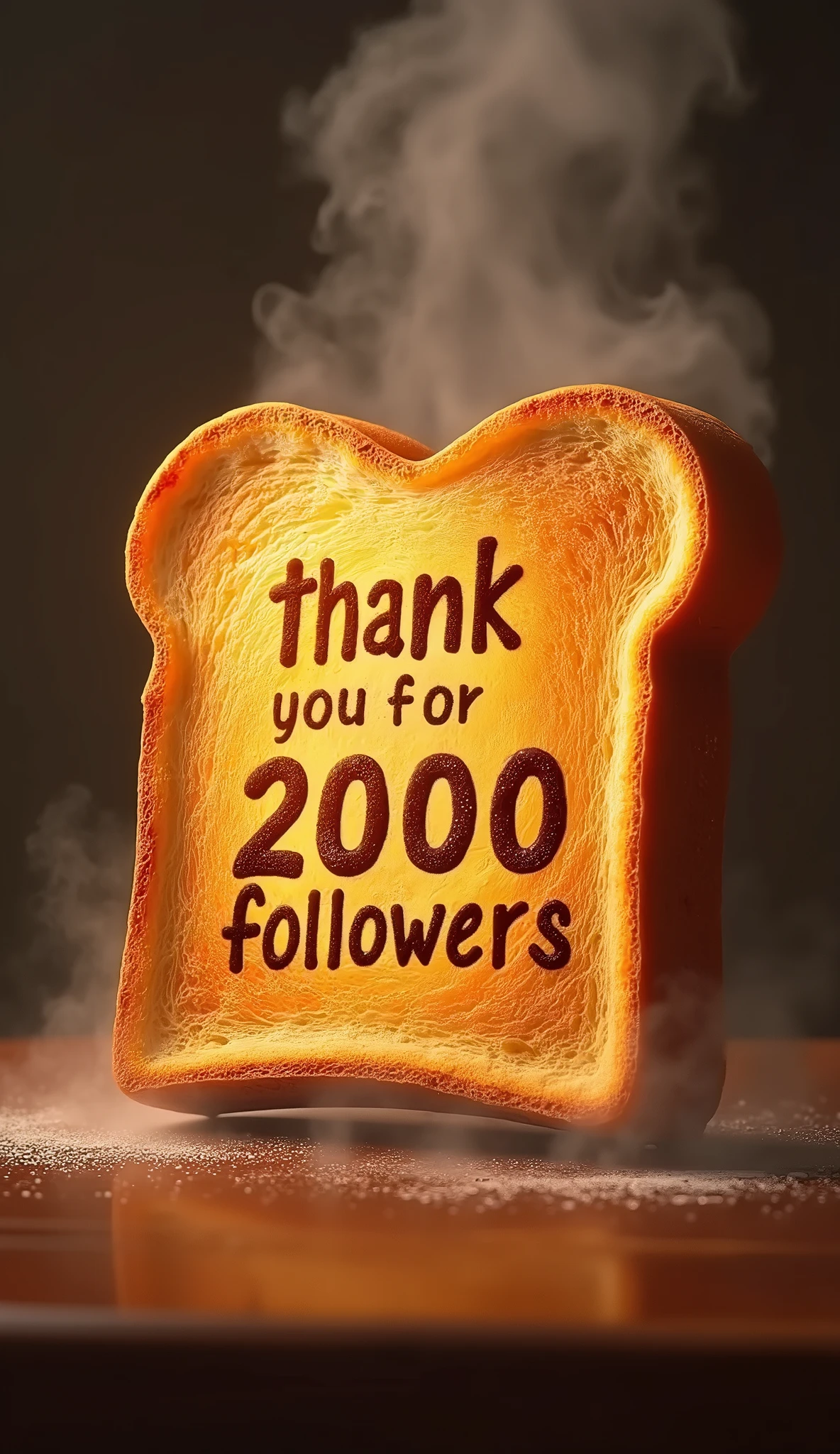 Words of gratitude expressed in just one slice of toast , with a brown ...