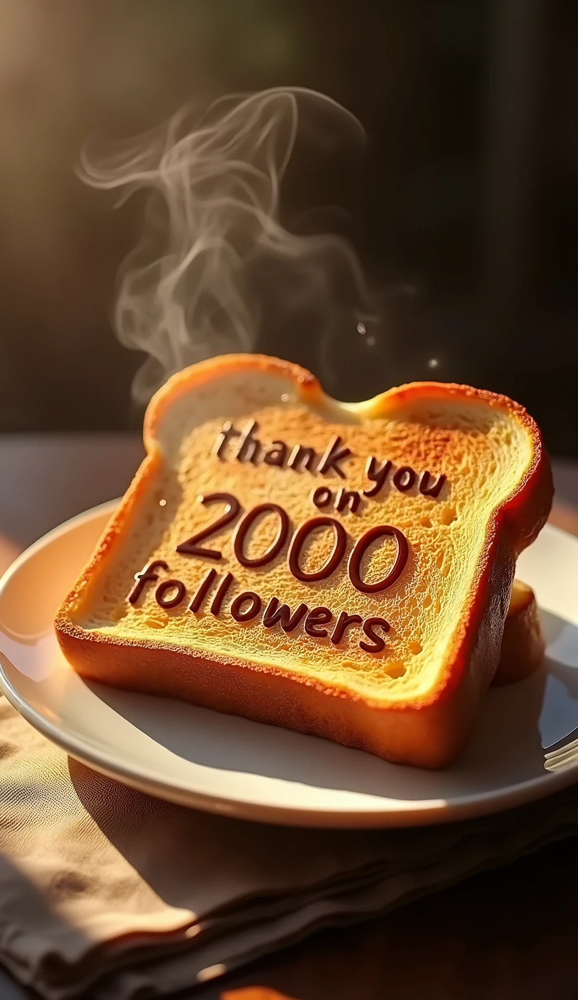 Words of gratitude expressed in just one slice of toast , with a brown ...