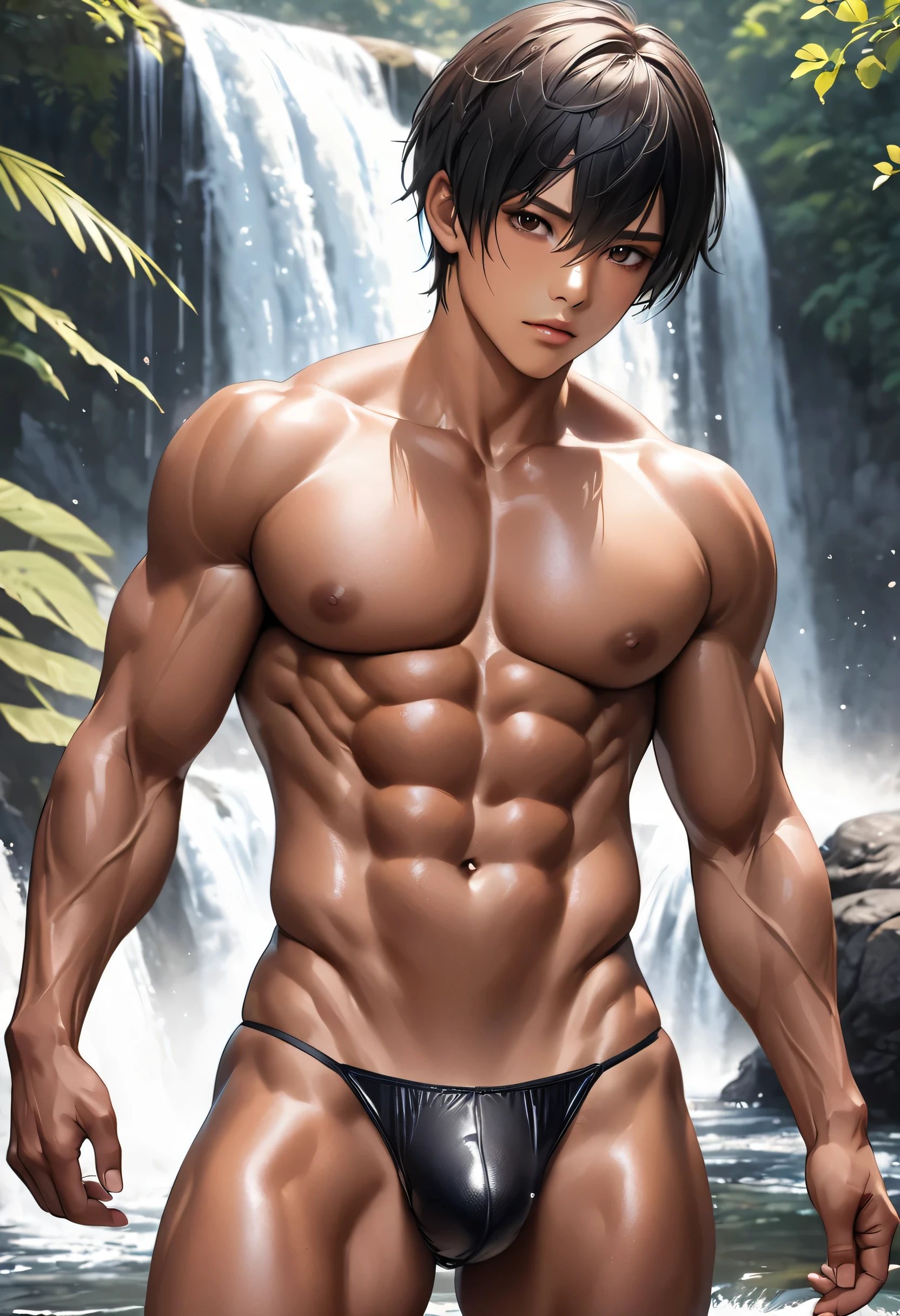 High quality, detailed, Realistic,(tanned japanese bimbo boy - SeaArt AI