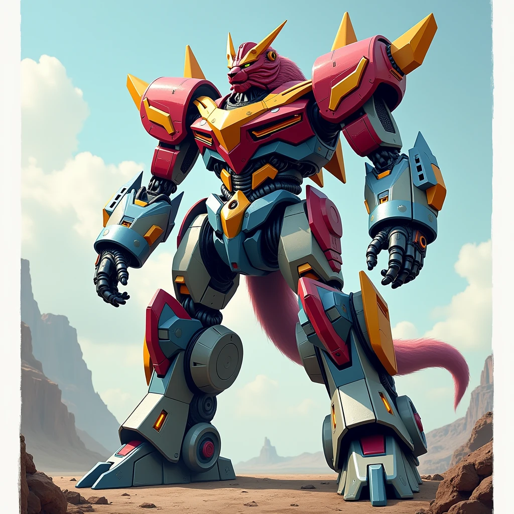 Draw a fusion that combines lion and wolf Megazord-style robots - SeaArt AI