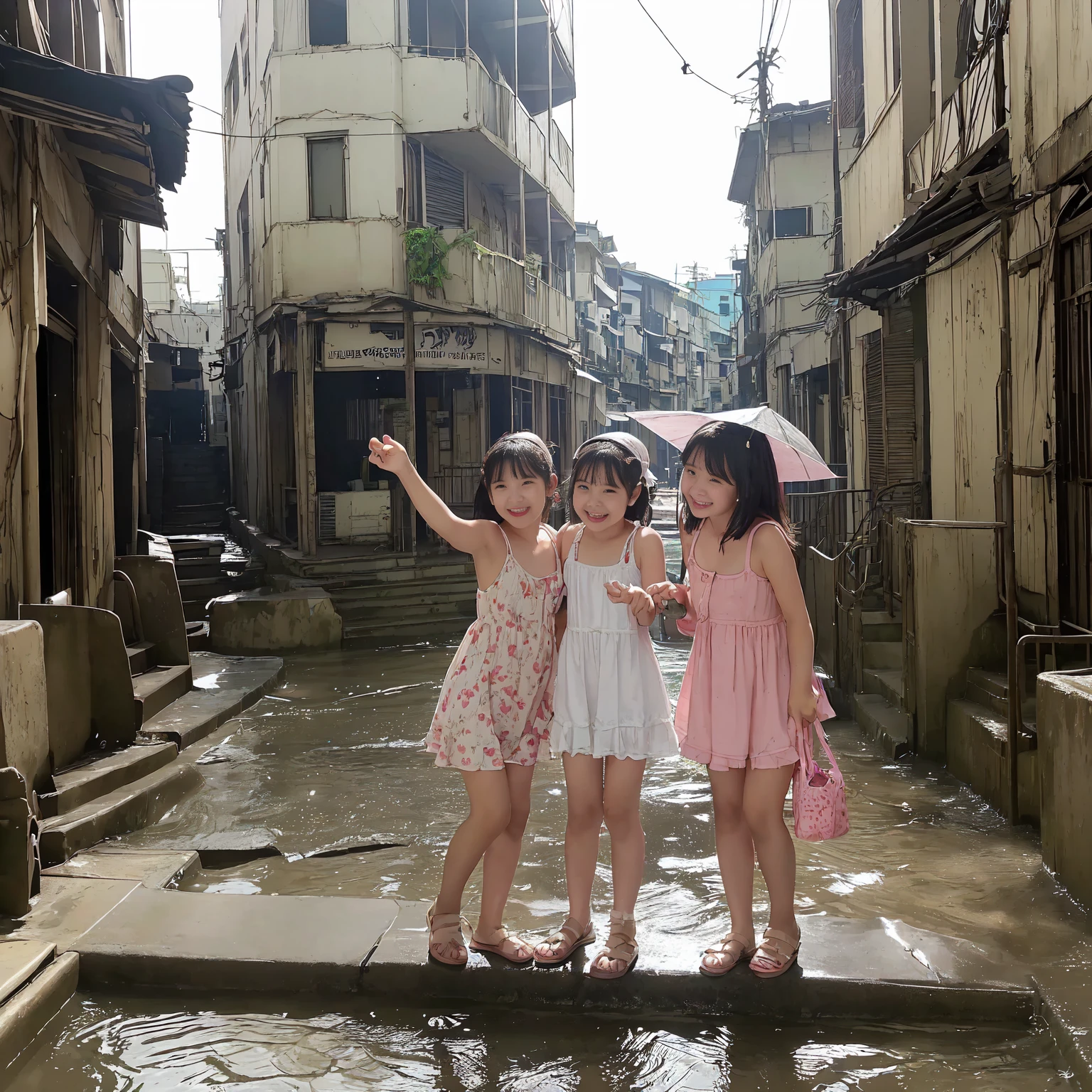 (masterpiece、Best Quality)、((Three cute girls、Summer clothes - SeaArt AI