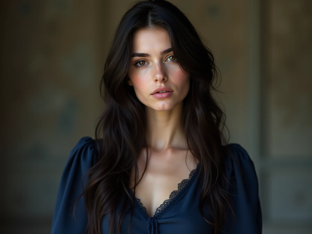 A young woman of 25 years old, with classic Slavic beauty . Long dark ...