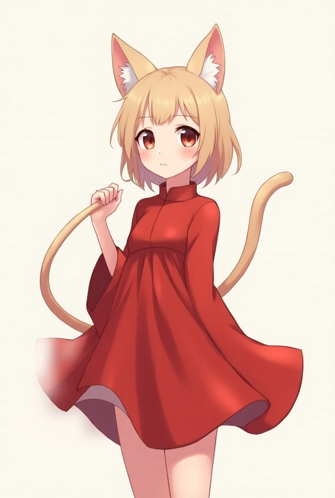 Anime cat girl in red - SeaArt AI