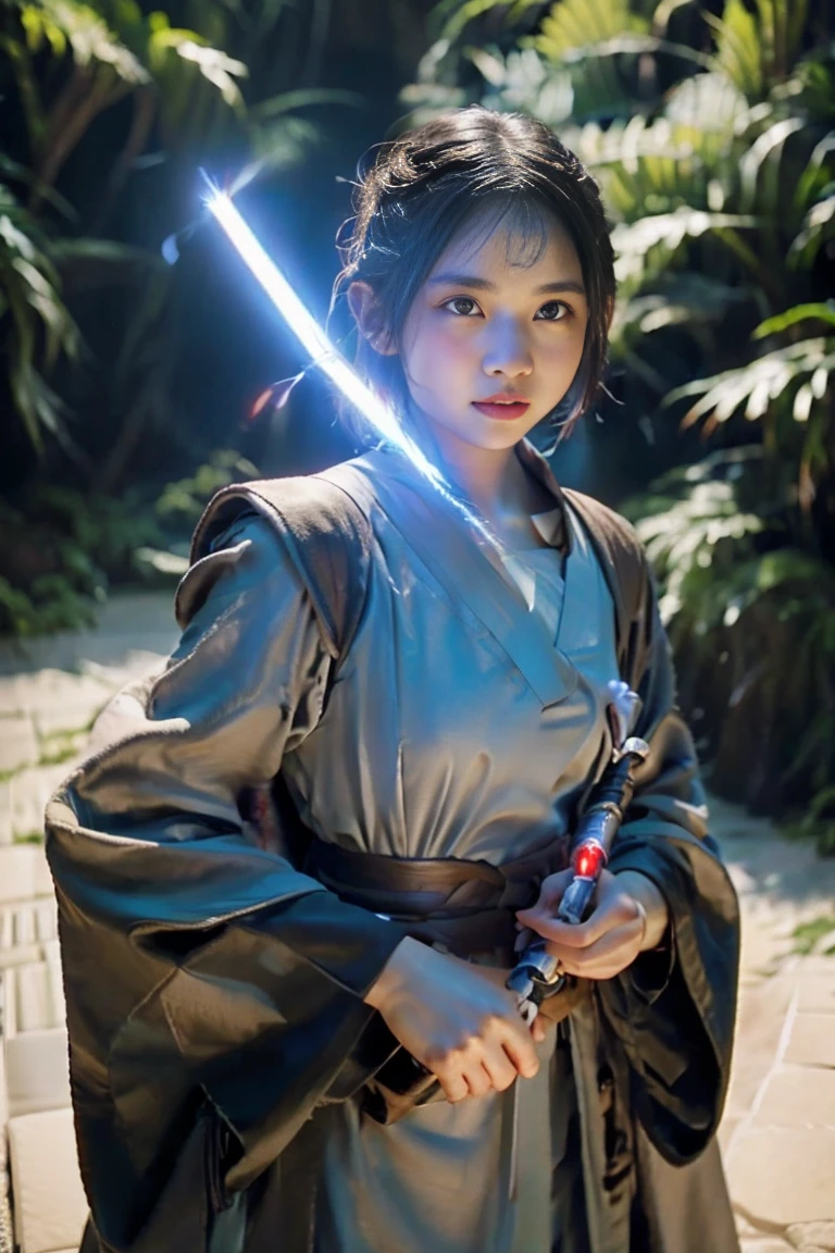 Star Wars , Jedi Master, woman, Beauty, Cute face, , wear a Jedi robe ...