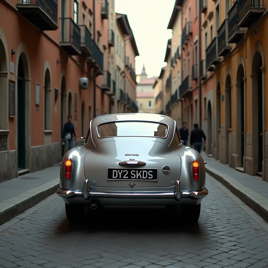Автомобиль марки Aston Martin DB5 1964 года, Silver color, rides along ...