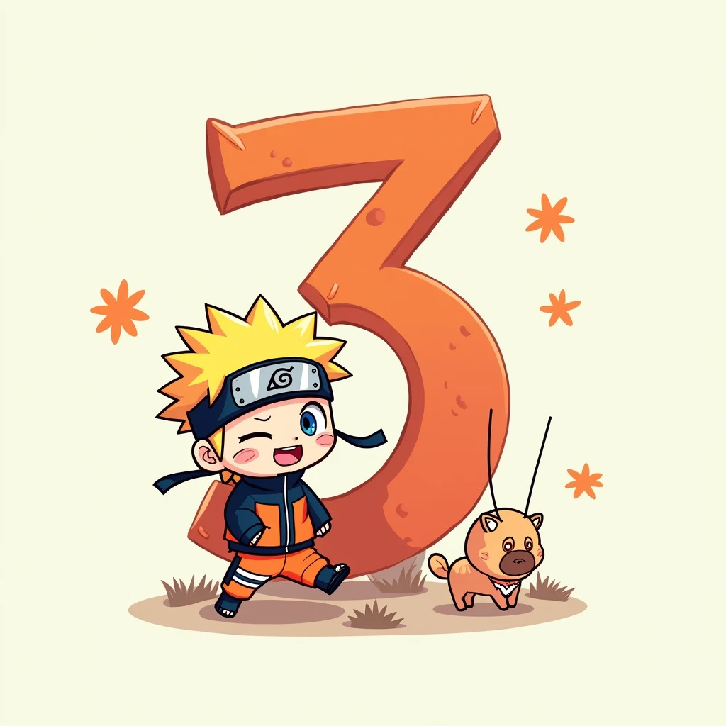 Naruto chibi with the number 3 - SeaArt AI