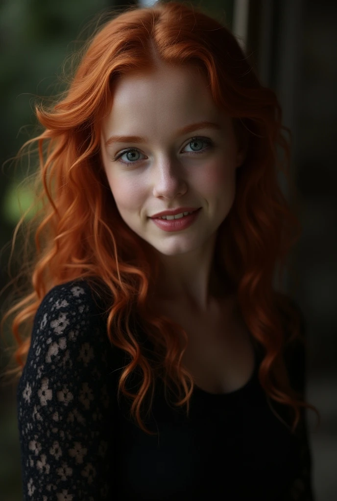 A ginger girl got (bite) by a vampire. - SeaArt AI