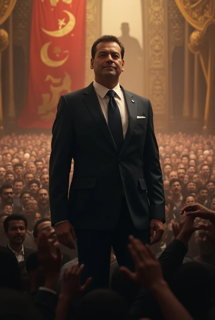 Show a well-dressed, influential figure (representing Baba Siddiqui ...