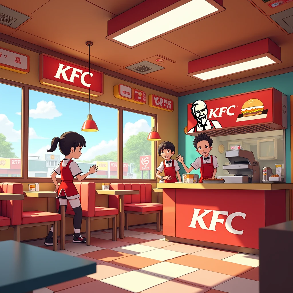 Game Design， a KFC store ，Interior view of the restauranays KFFC ...