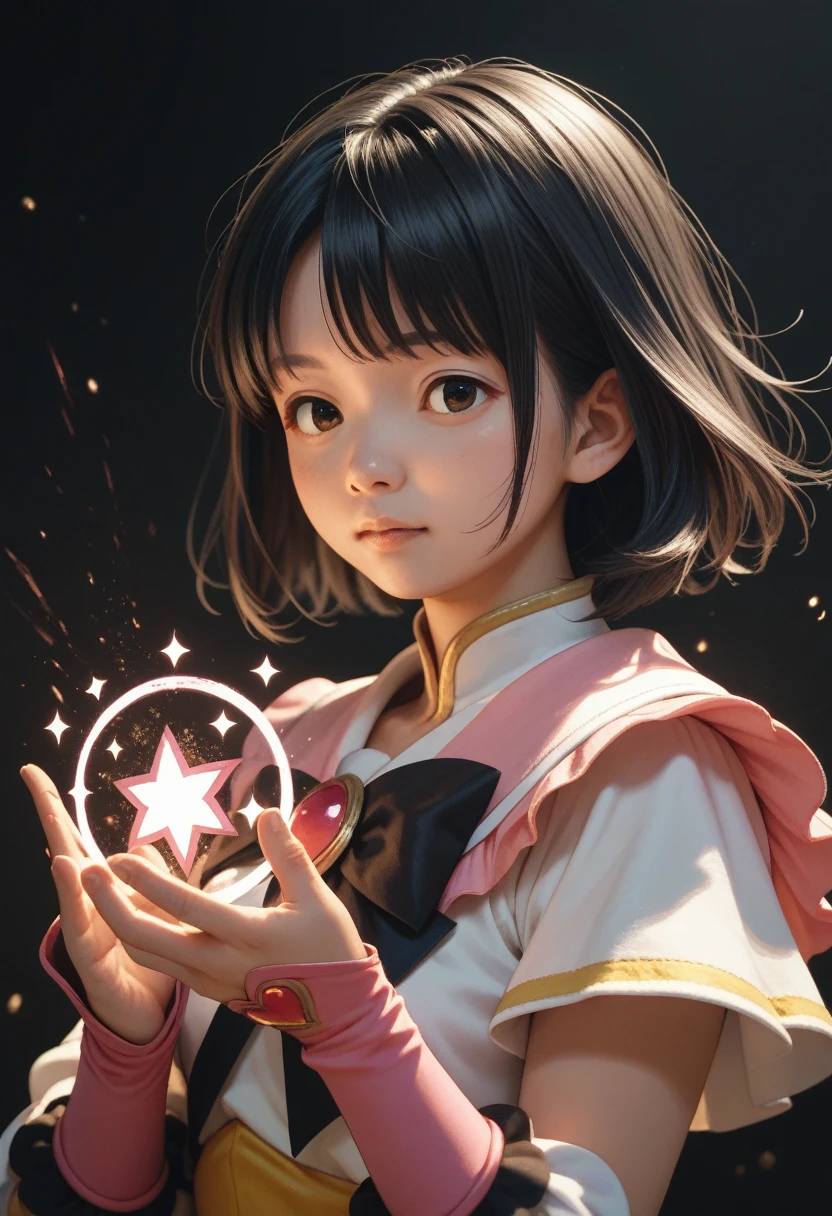 Illustration,fantasy,asian,magical girl,medium hair,black hair - SeaArt AI