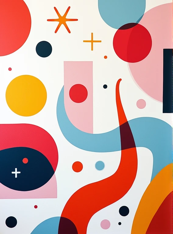 A 2D mural drawing on a white background, strong lines, colorful ...