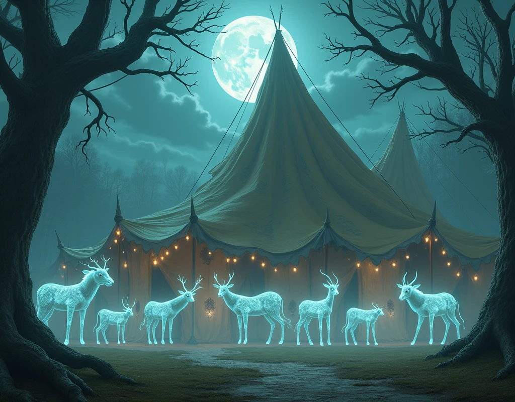 Huge ghost circus with spirit animals - SeaArt AI