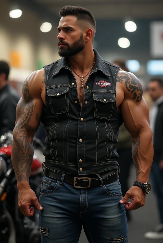 Hyperrealistic hunky super Latin handsome man with short beard super ...