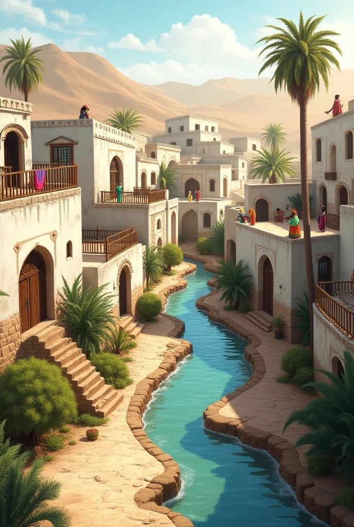 Beautiful old arabic village with s illustration - SeaArt AI