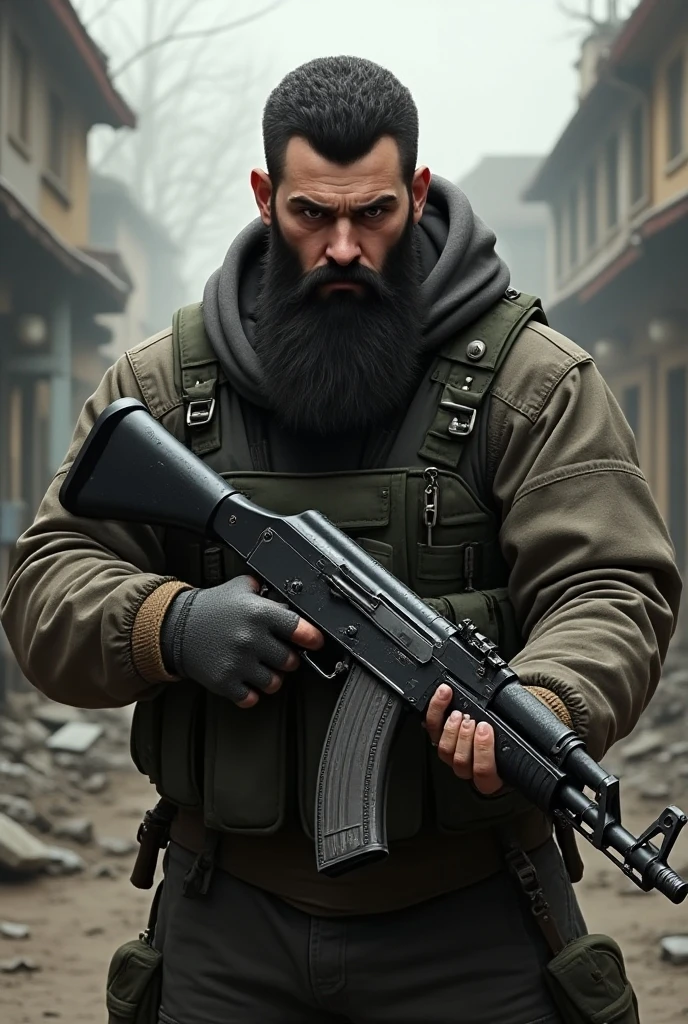 white terrorist , medium well-filled beard , rounder face holding an ...