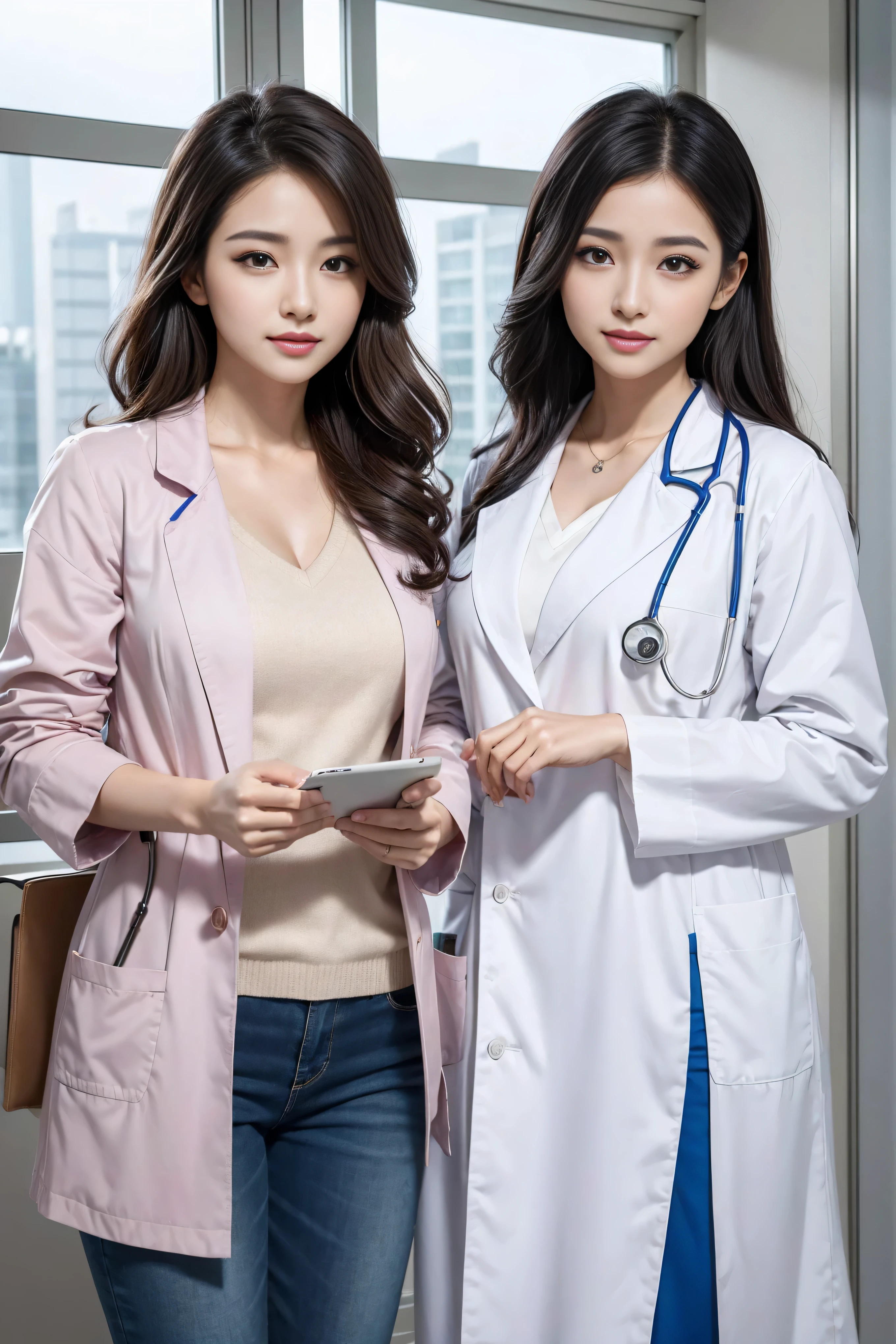 realistic beautiful doctors in the hospital、Stunning beauty - SeaArt AI