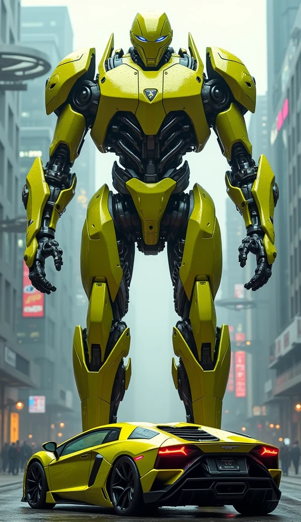 Transform a car like a yellow-green Lamborghini like a Transformer ...