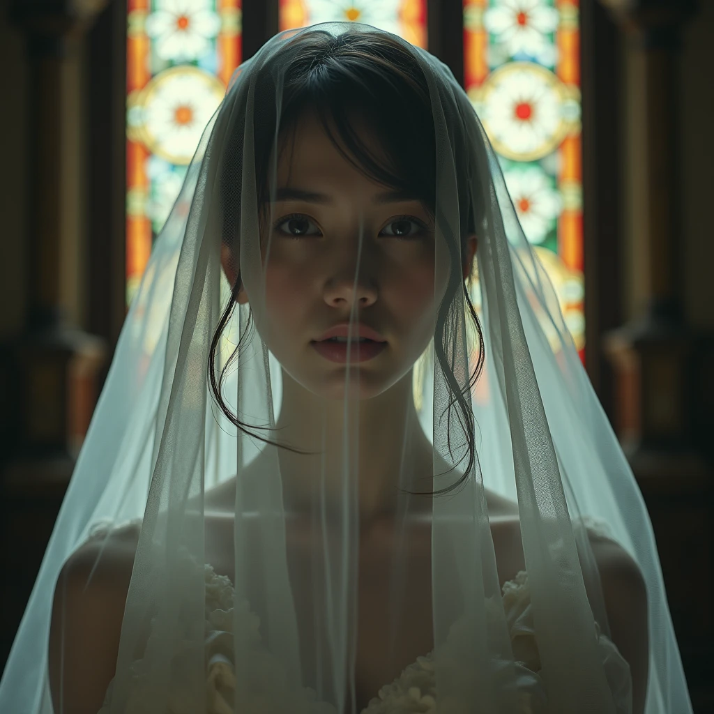 Ethereal and Haunting Live-Action VeiledFace, 16yo Innocent Beauty Bride Wearing - SeaArt AI