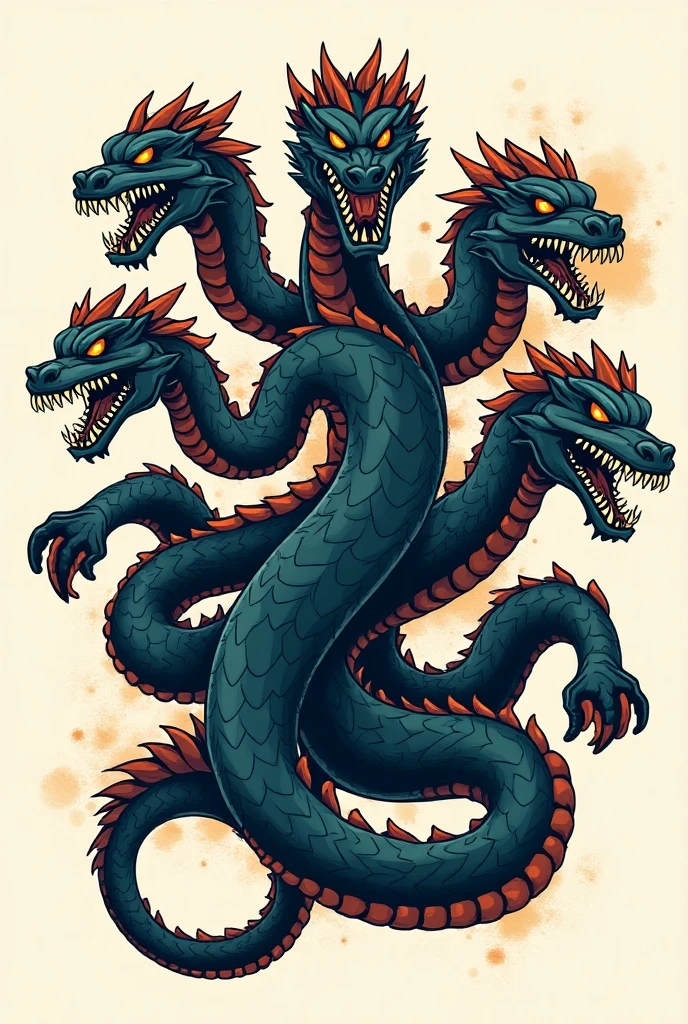 make a Hydra with 5 heads be realistic, To be put on a team jersey ...