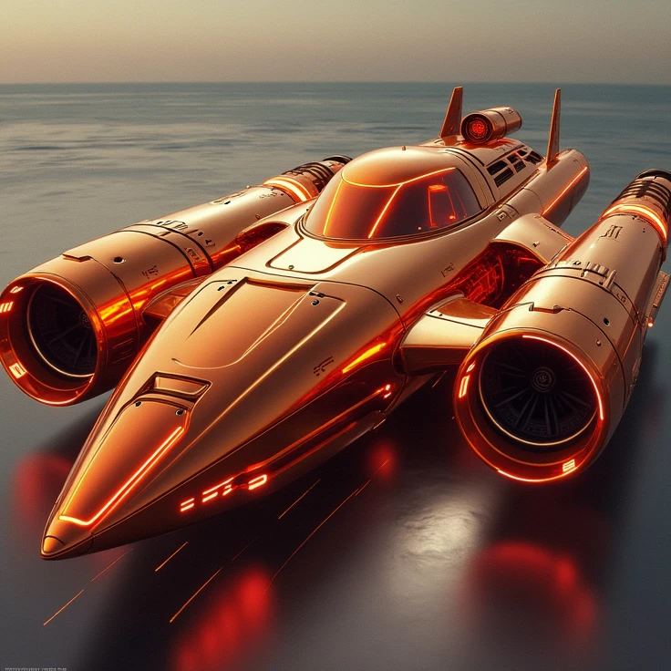 Create Jet / spatial/ basic/ Turbines on wings / golden glass - SeaArt AI