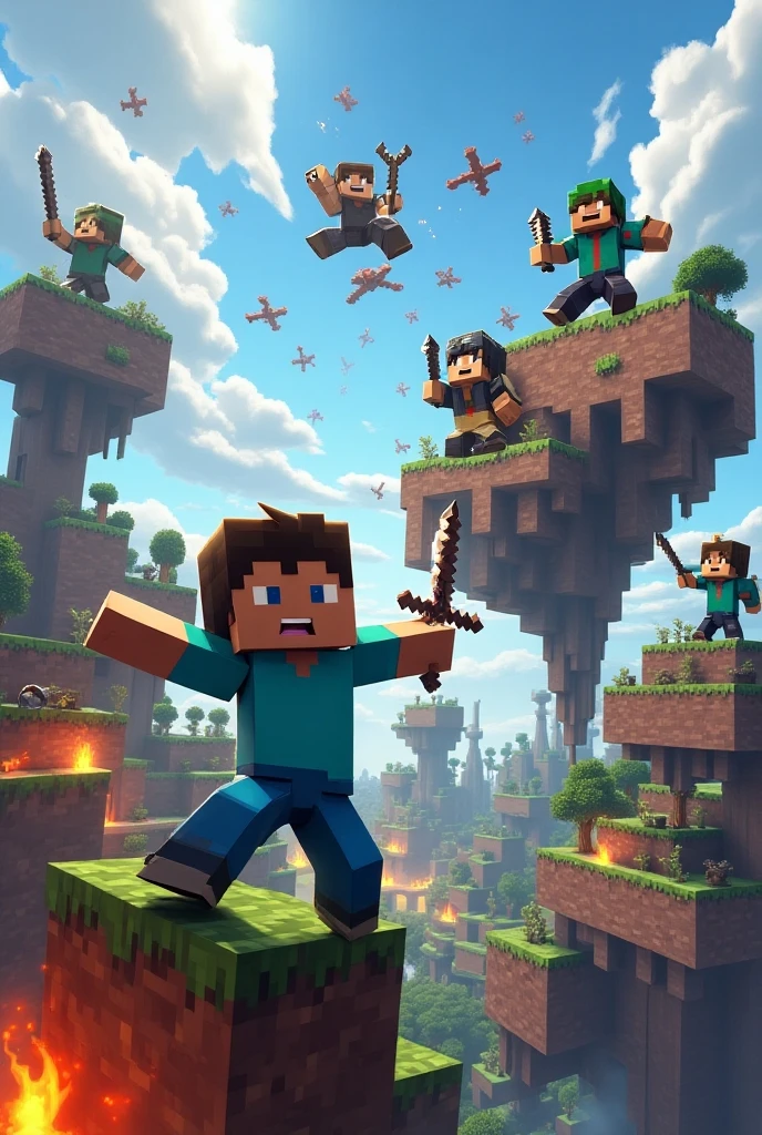 Jugando skywars en Minecraft java - SeaArt AI