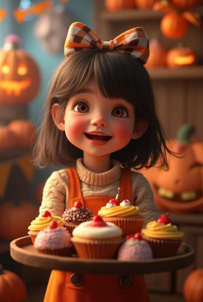 Cute ren holding sweets,halloween party,1girl,happy expression - SeaArt AI