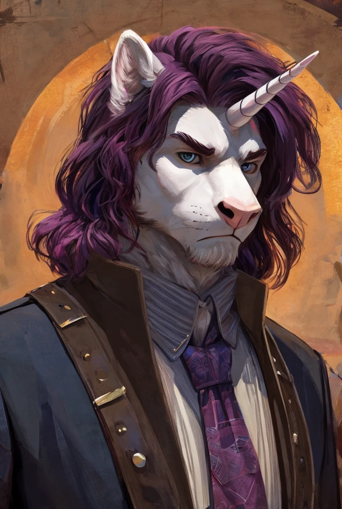 Male Scottish unicorn furry wearing modern Edinburgh attire, serious ...