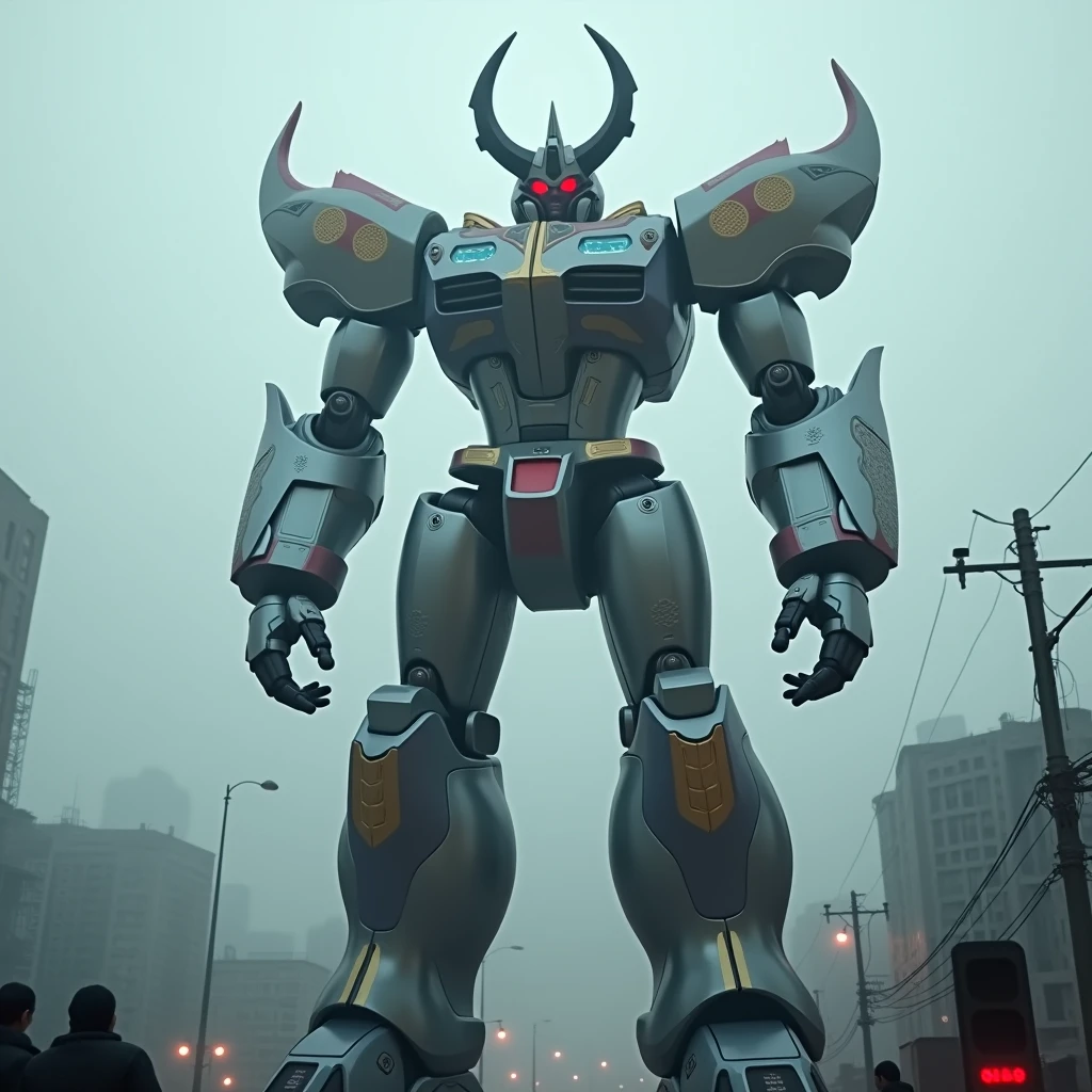 An enormous, menacing robot inspired by classic Japanese mecha - SeaArt AI
