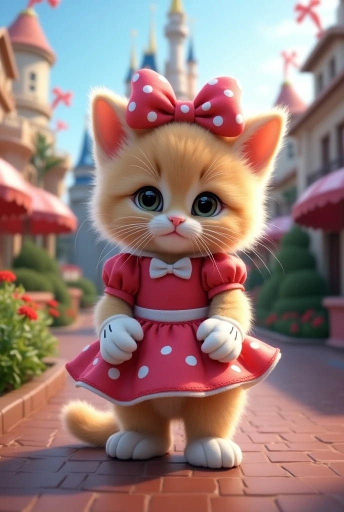 Kitten、Reproduce a realistic cat、Minnie Mouse cosplay、disney world ...