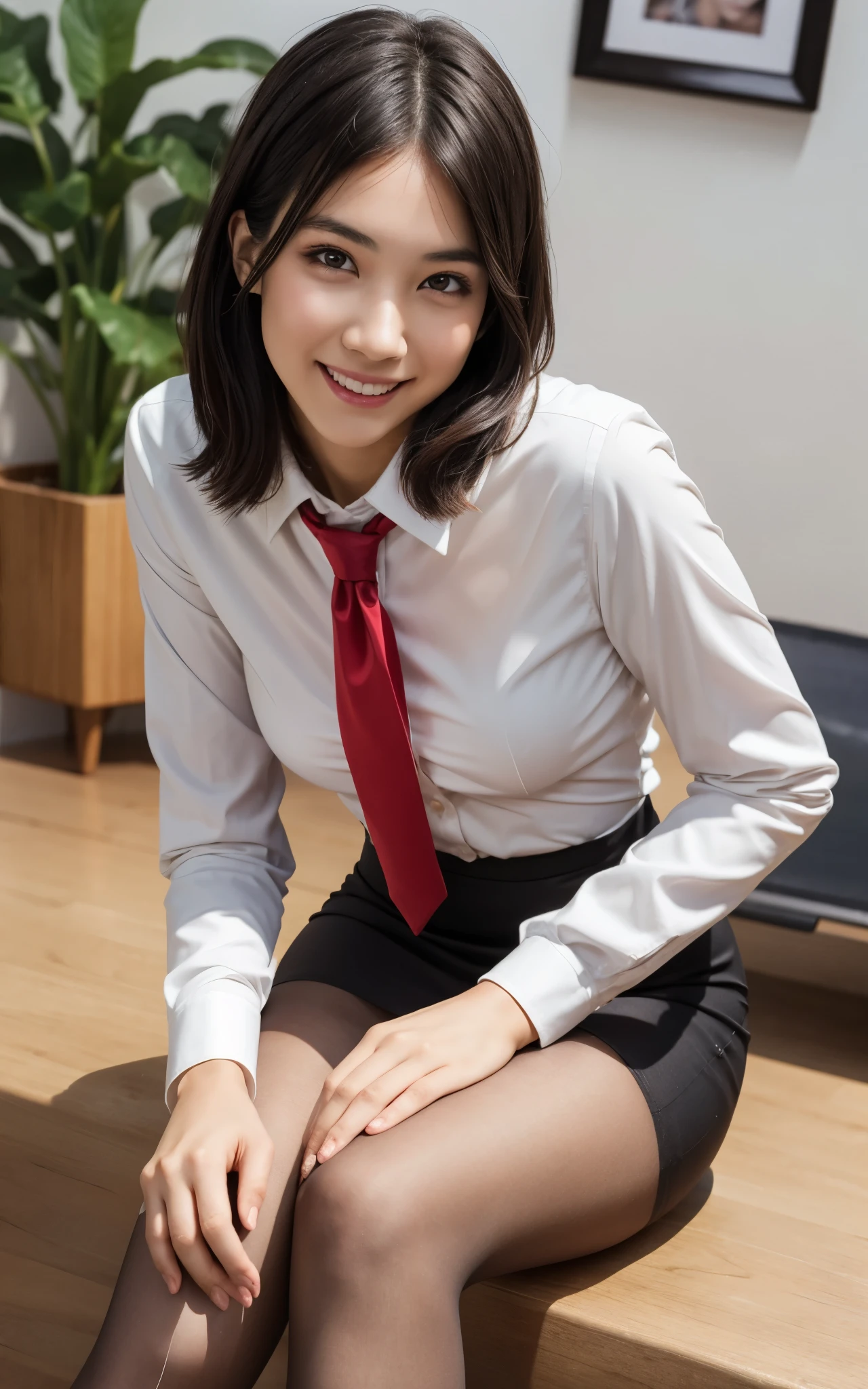 Girl, Hyper Realistic, masterpiece, smile, portrait, bobhair - SeaArt AI