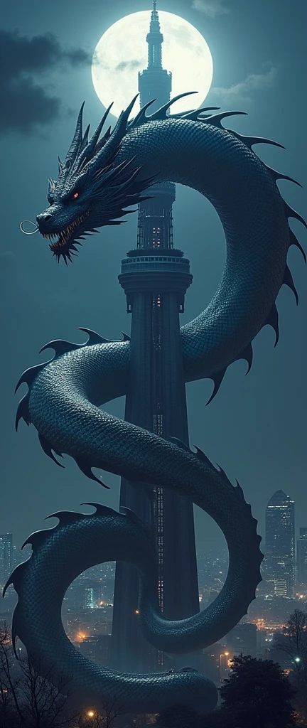 The long dragon wraps around TOKYO SKYTREE、 stares at the viewer ...