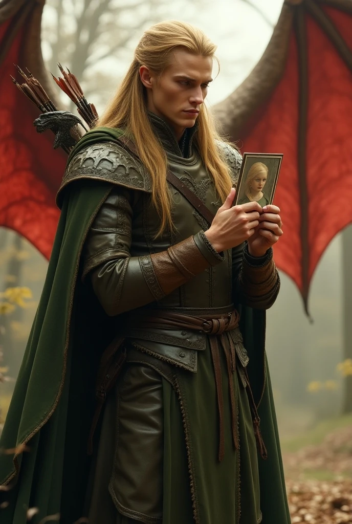 Create the image of a 25-year-old male High Elf with divine beauty ...