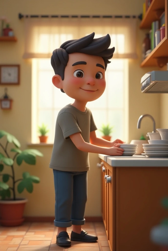 A 3d pixer style The father, a man with a modest appearance and gentle ...