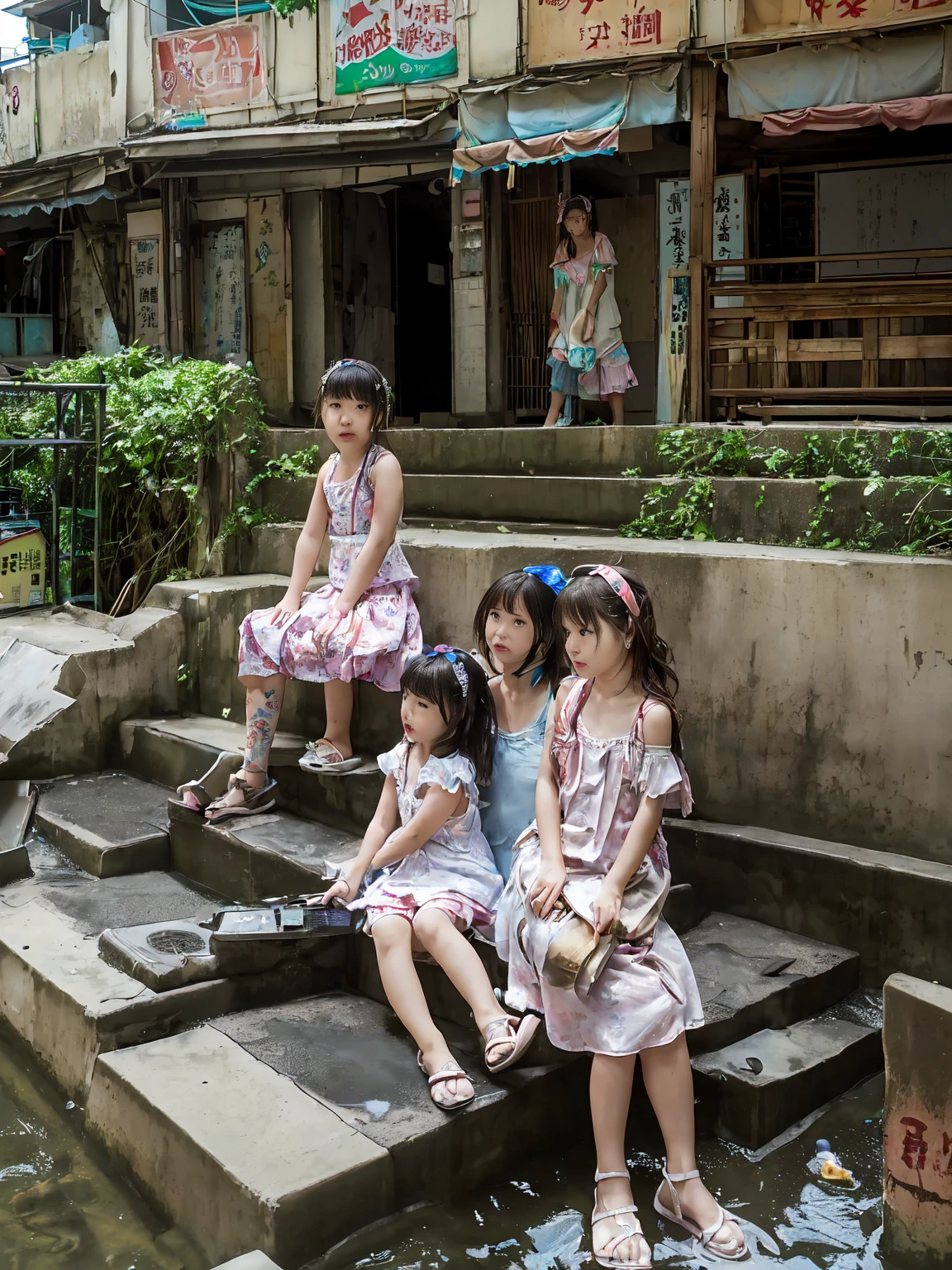 (masterpiece、Best Quality)、(((3 girls、Girl in summer clothes - SeaArt AI