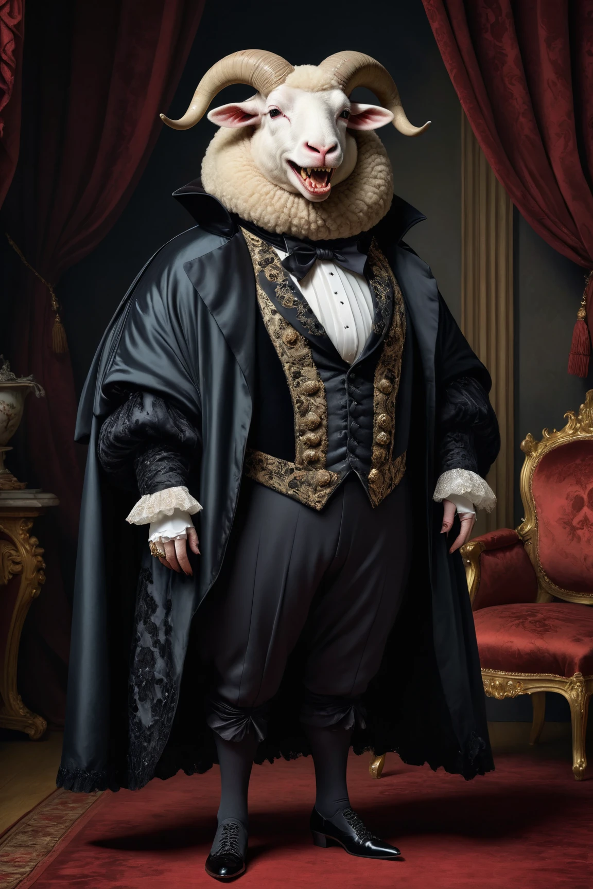 Photorealistic portrait of Dressed animals - a ((fat)) (sheep - SeaArt AI