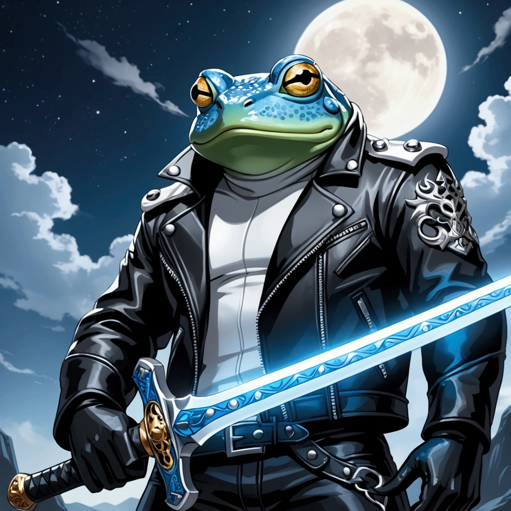 Closeup, anime art style, An extremely badass light blue and white ...