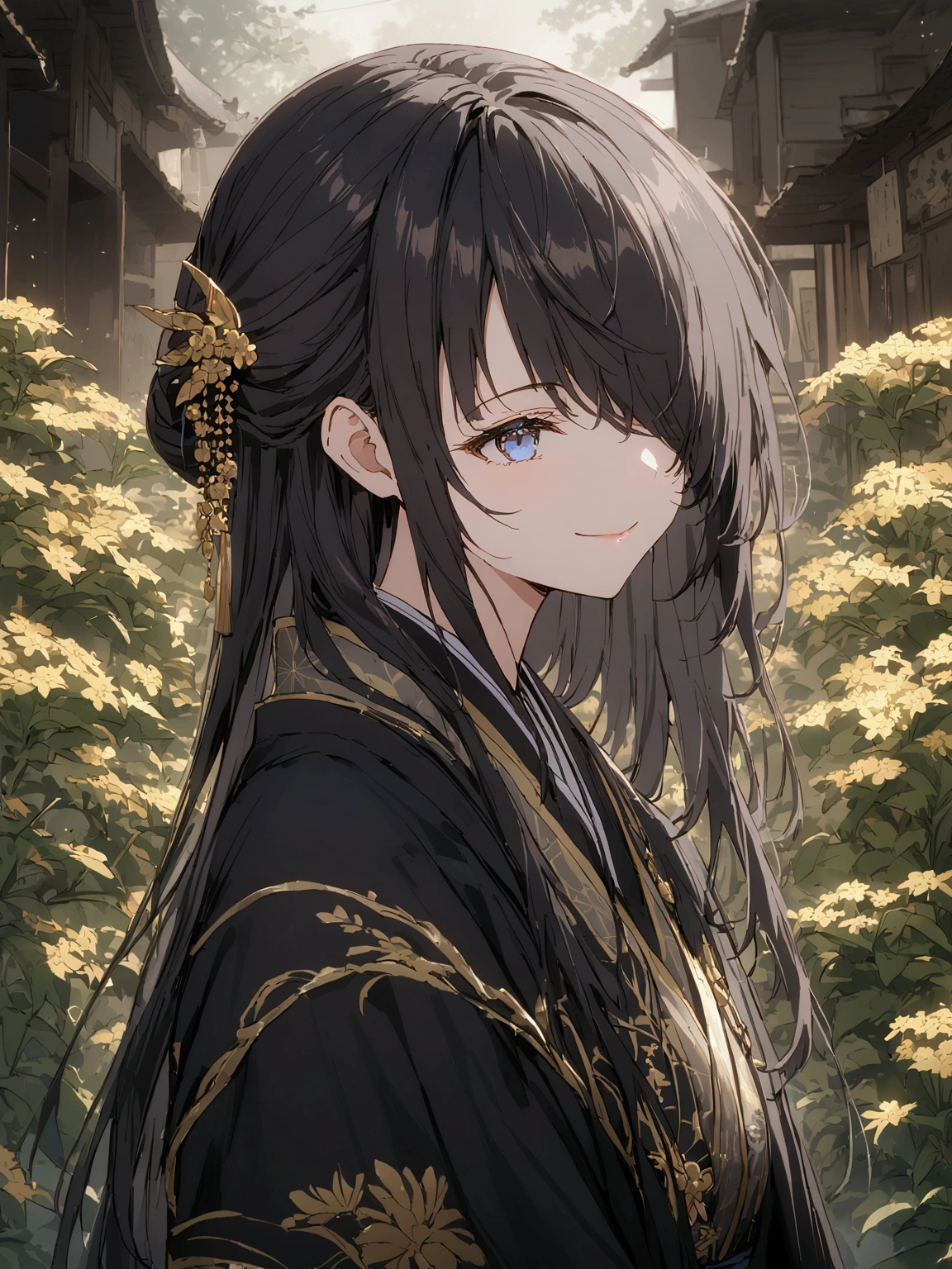 Japanese。eyes。blue eye。 fragile and delicate features 。smile a little ...