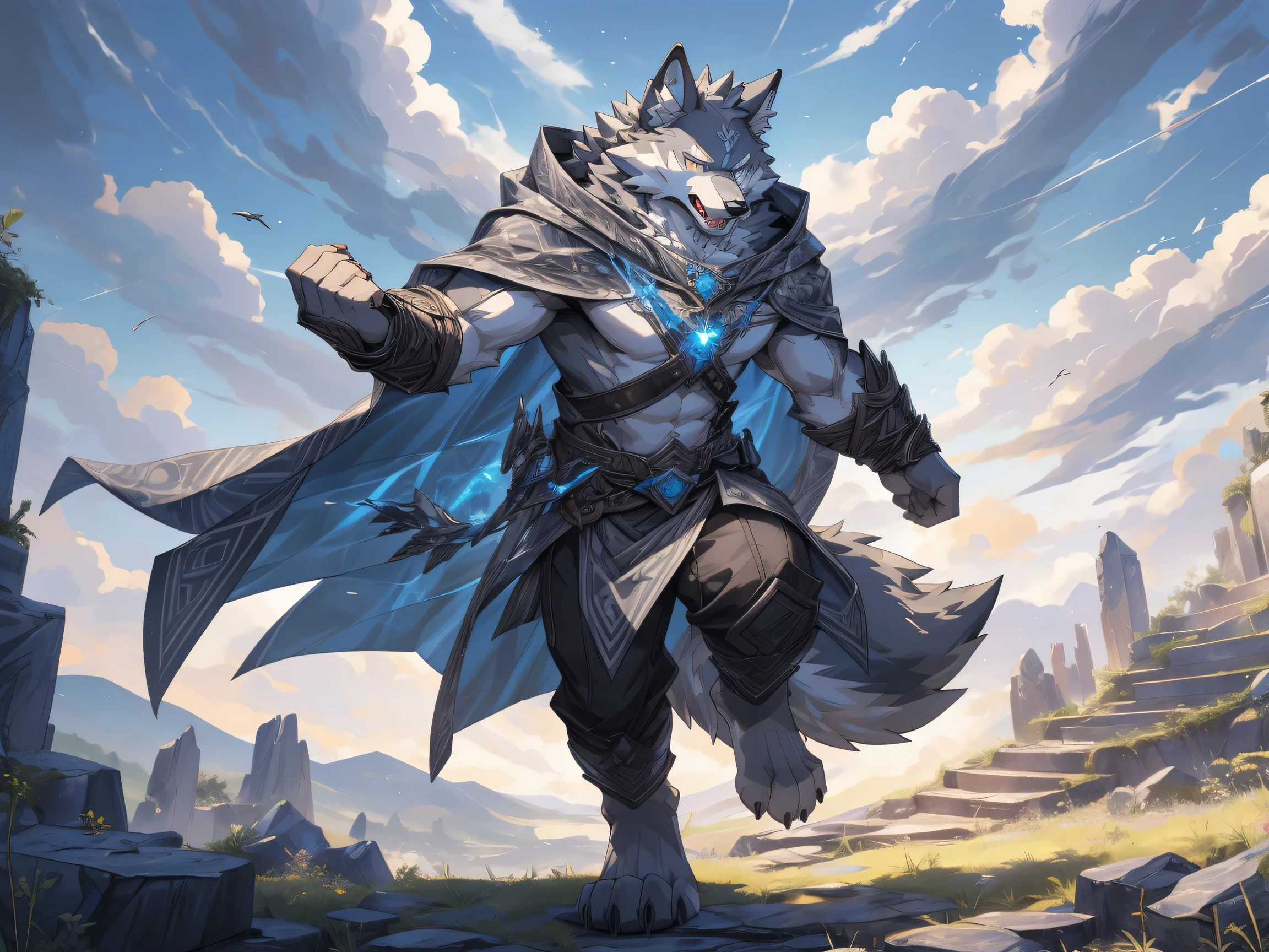 Wolf, (gray fur:1.3), Endomorph, Handsome, Revitalize, harm, Contempt ...