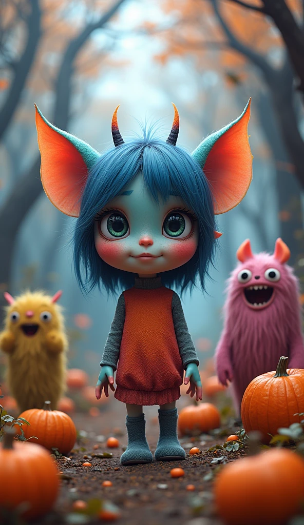 Cute monster girl, adorable monster with her monsters friends - SeaArt AI