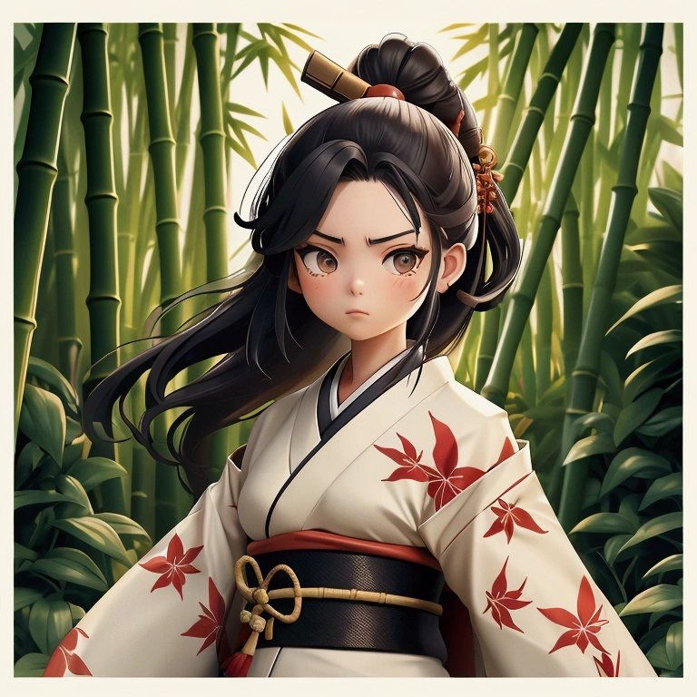 Raw photo of one female samurai, standing in a fighting stance - SeaArt AI