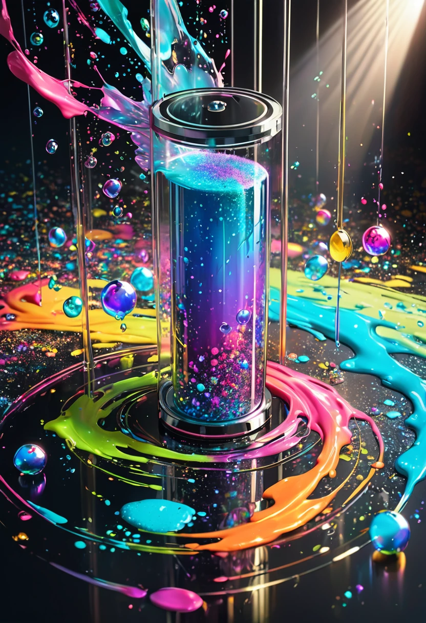 Conceptual installation artwork, transparent acrylic long cylinder rod ...