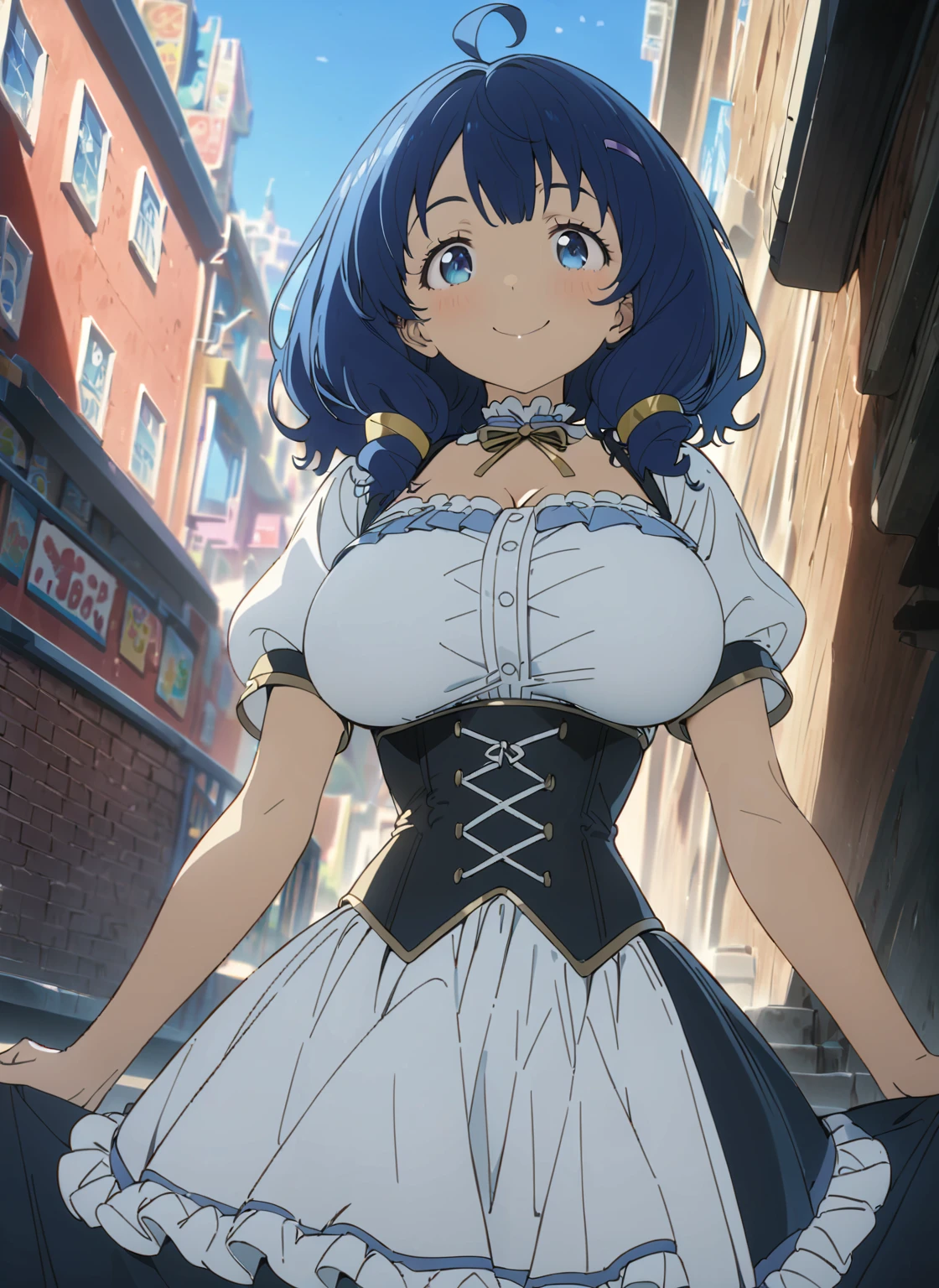 Yanamianna, medium hair, ahoge, middium breasts,blue hair,blue eyes ...