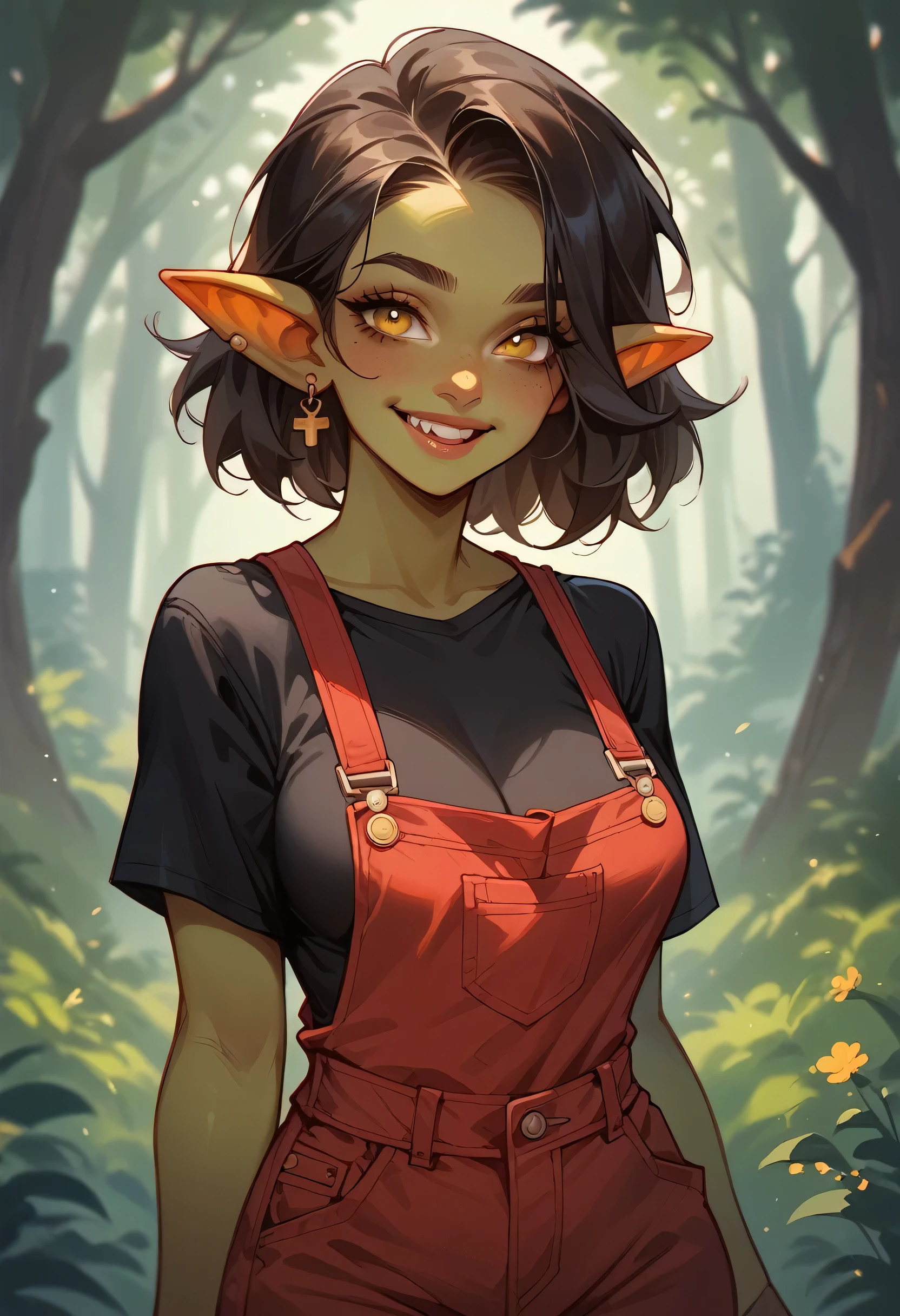 (Cowboy Shot) Adult hob goblin girl, modest breasts, with dark hair ...