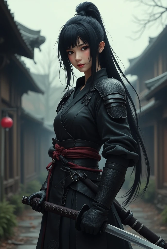 Full body display、Swordswoman、Age 35、Cute face、 Japanese、Single mabuta ...