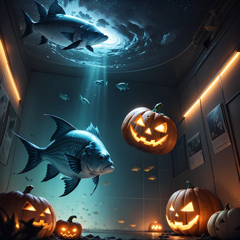 Halloween, fish, space, swimming, different space, dynamic ...