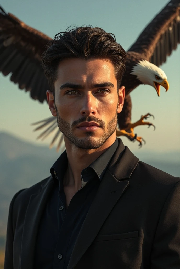 21 years guy nice look with flying eagle looks like real - SeaArt AI